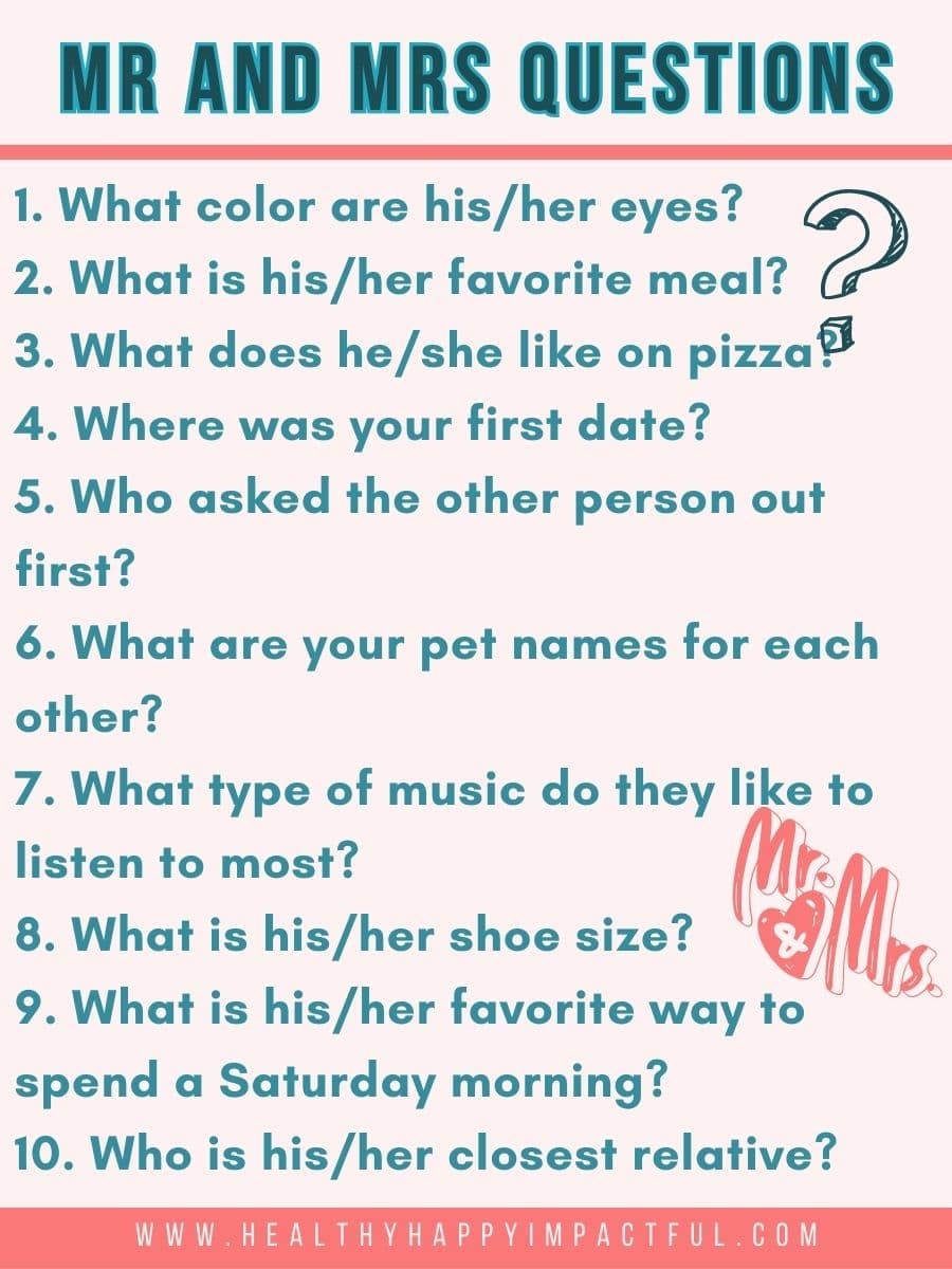 225 Best Mr and Mrs Questions + How To Play (In 2025)