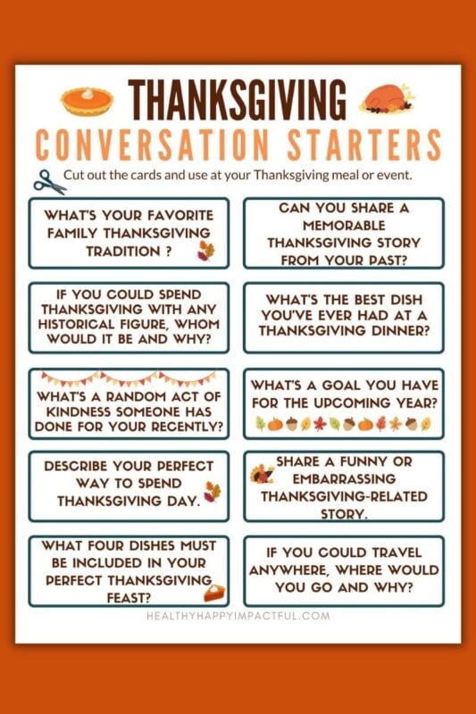 175 Most Engaging Thanksgiving Conversation Starters (+ Free Printable)