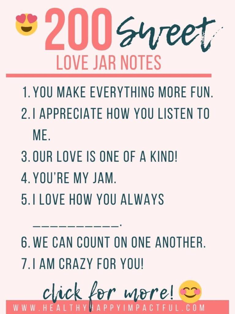200 Heartfelt Love Notes in a Jar Ideas + Free Printable Tag for 2025