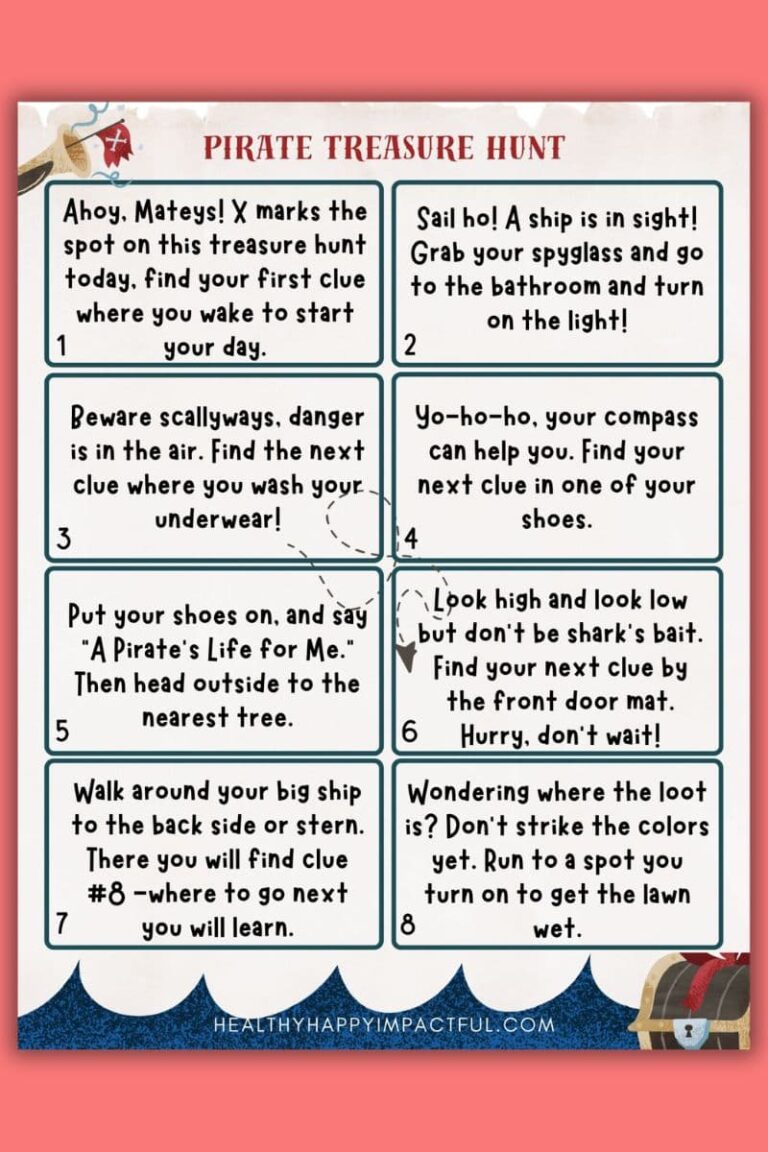 Pirate Treasure Hunt Adventure + FREE Printable Clues For Little Explorers