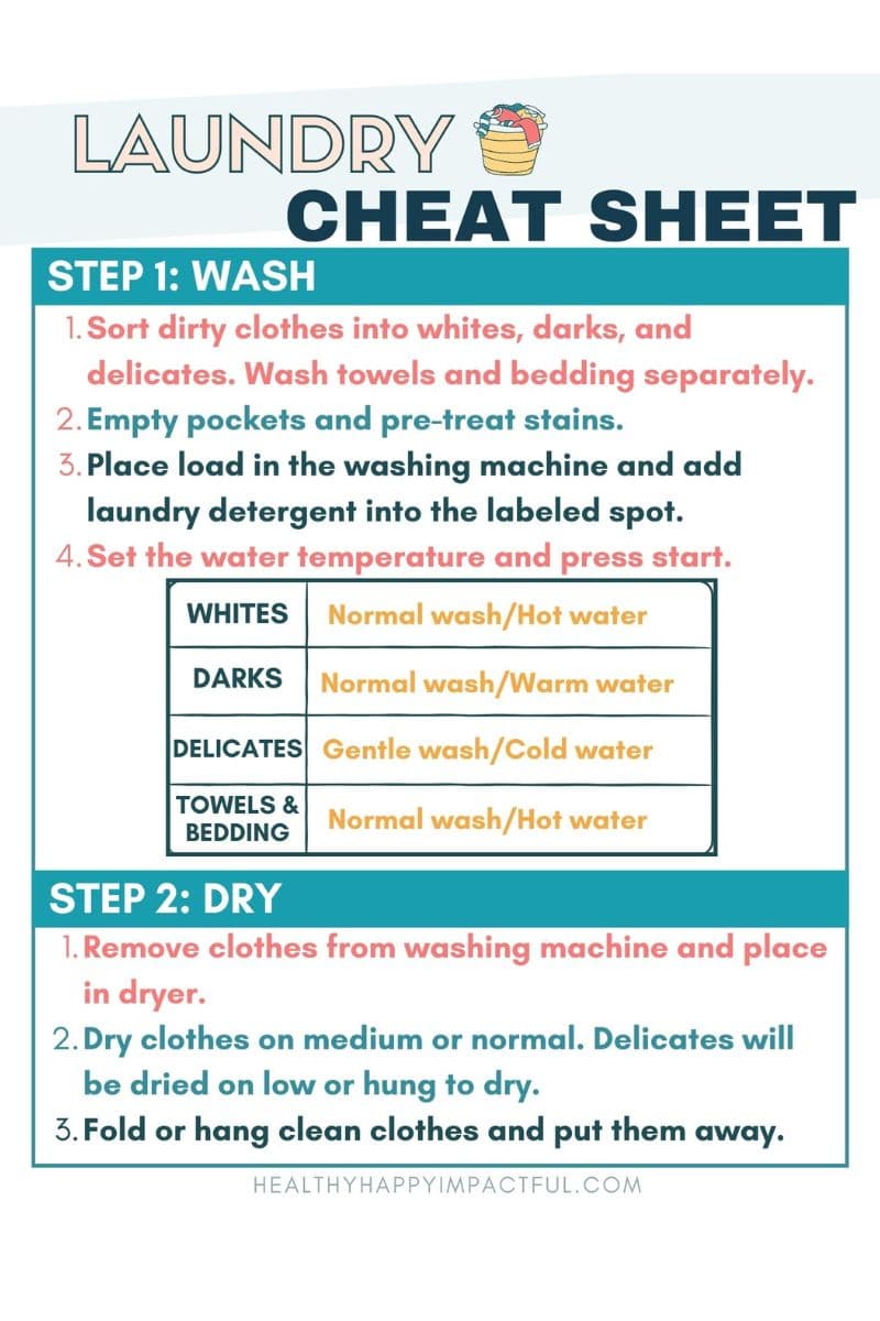 Laundry Lifesaver: FREE Printable Laundry Cheat Sheet For Kids