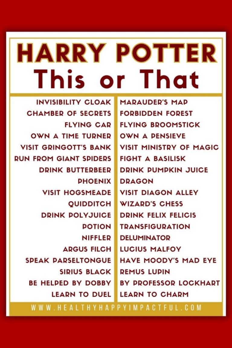 100 Spellbinding Harry Potter This or That Questions (+ Free Printable)